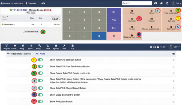 Módulo Control de Acceso a Botones del POS para TecnoERP